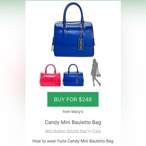 Furla | Bags | Nwt Furla Blue Glossy Rubber Mini Candy Satchel | Poshmark